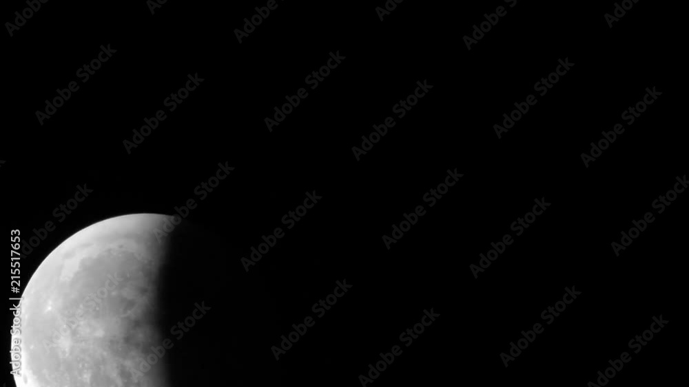 Time lapse fast motion real 4K UHD telescopic view of the total lunar ...