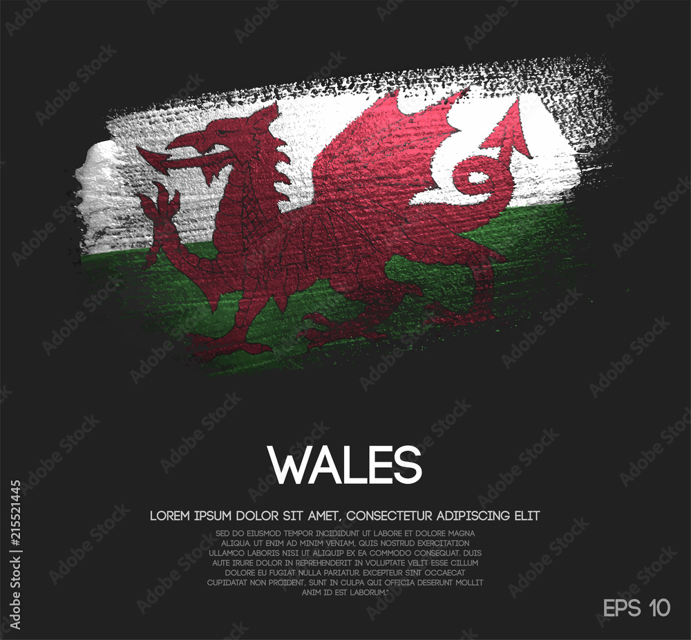 Wales Flag Made of Glitter Sparkle Brush Paint Vector Stock Vector ...