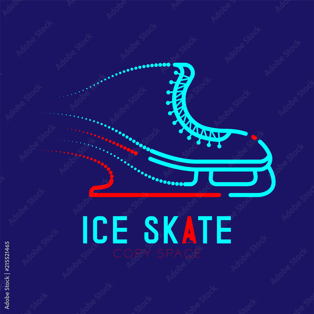 Ice skate speed logo icon outline stroke set dash line design ...