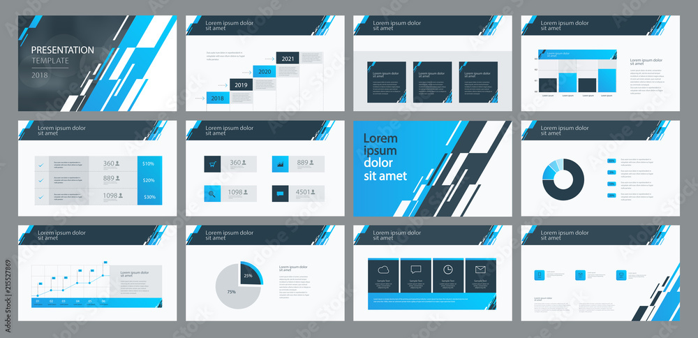 business presentation template design and page layout design for ...