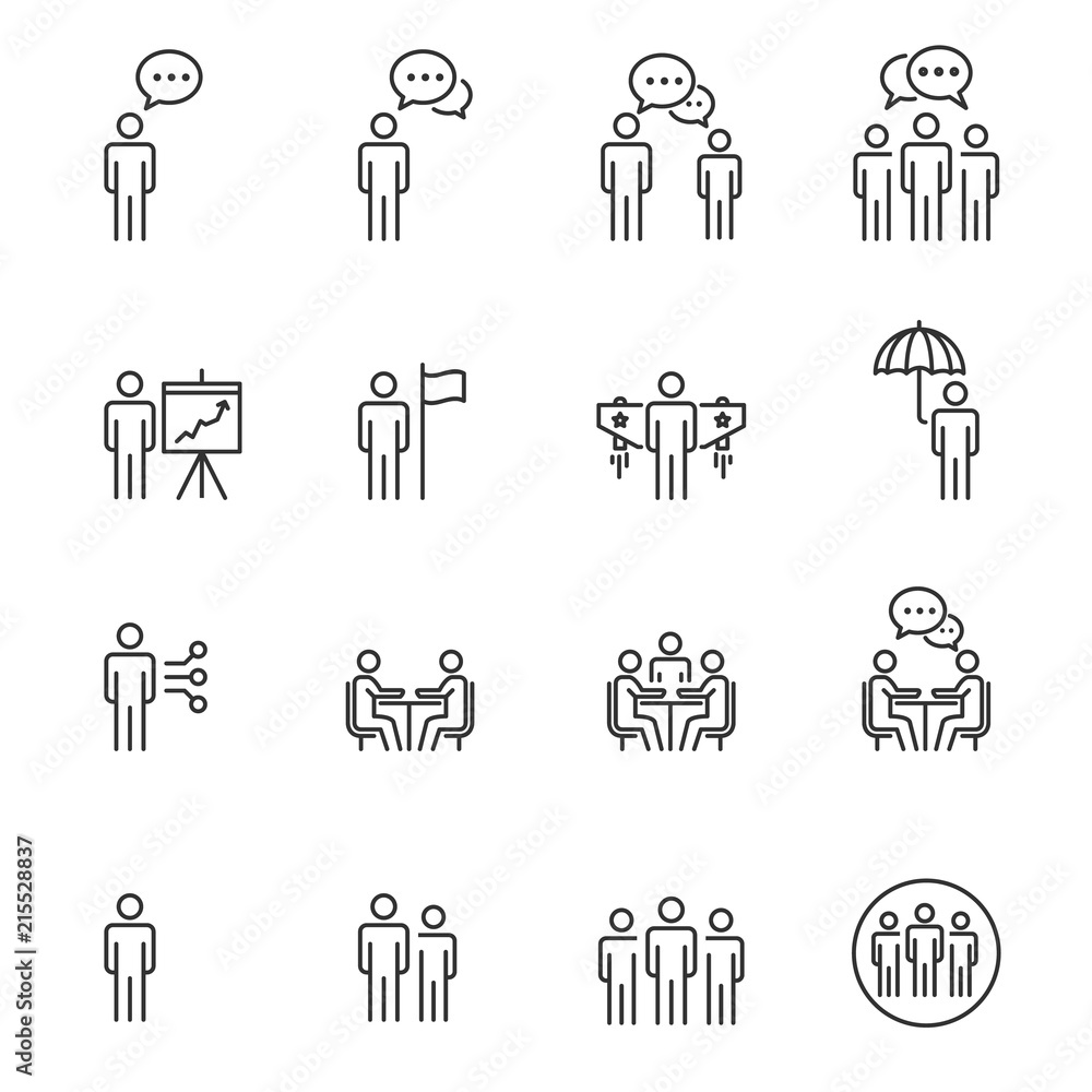 People Icons Line Work Group Team, Persons Crowd Symbol Perfect Design ...