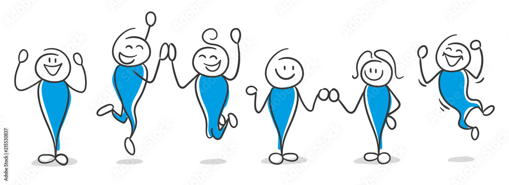 Stick Figure Series Blue / Happy Stock Vector | Adobe Stock
