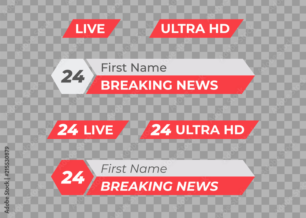Tv vector bars and broadcast graphics. News banner for tv streaming ...