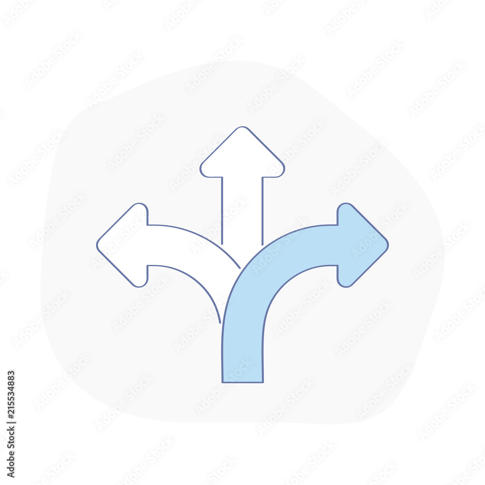 Pointer of intersection, crossroad, choice among different variants of ...