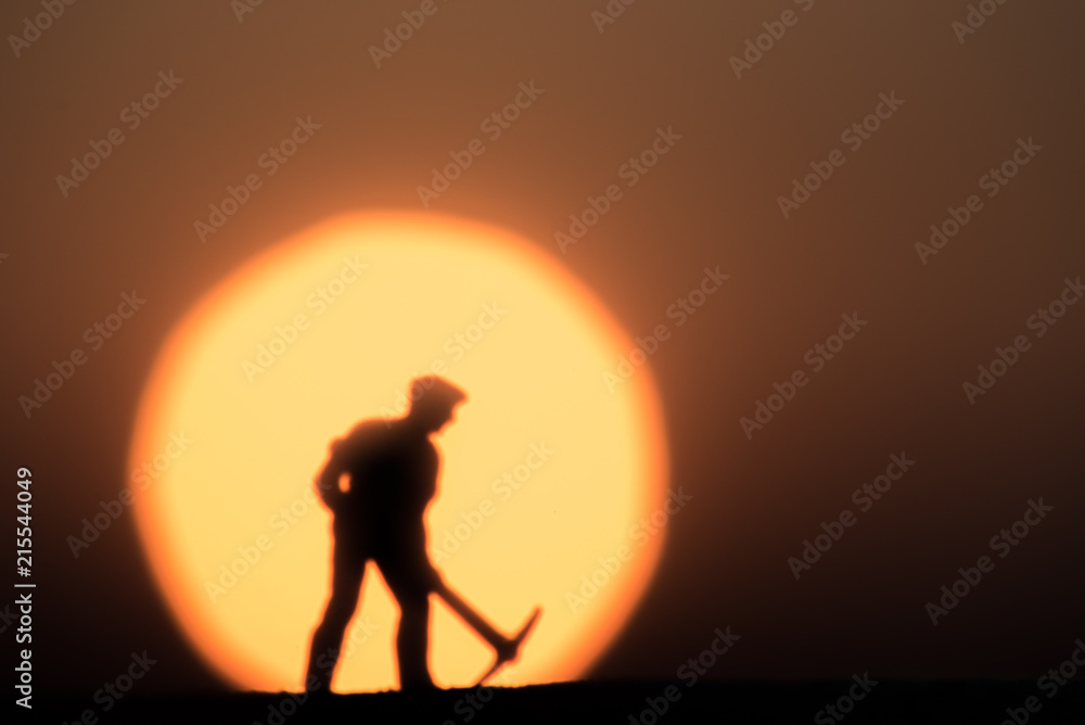 Abstract,silhouette Model people mining on sky sunset background. Stock ...