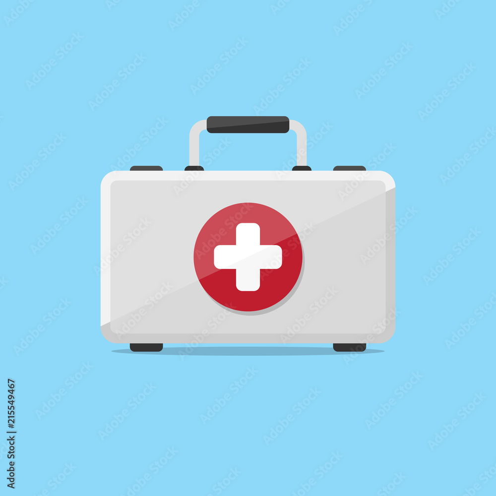First aid medical kit sign, icon, label, poster. Vector illustration ...