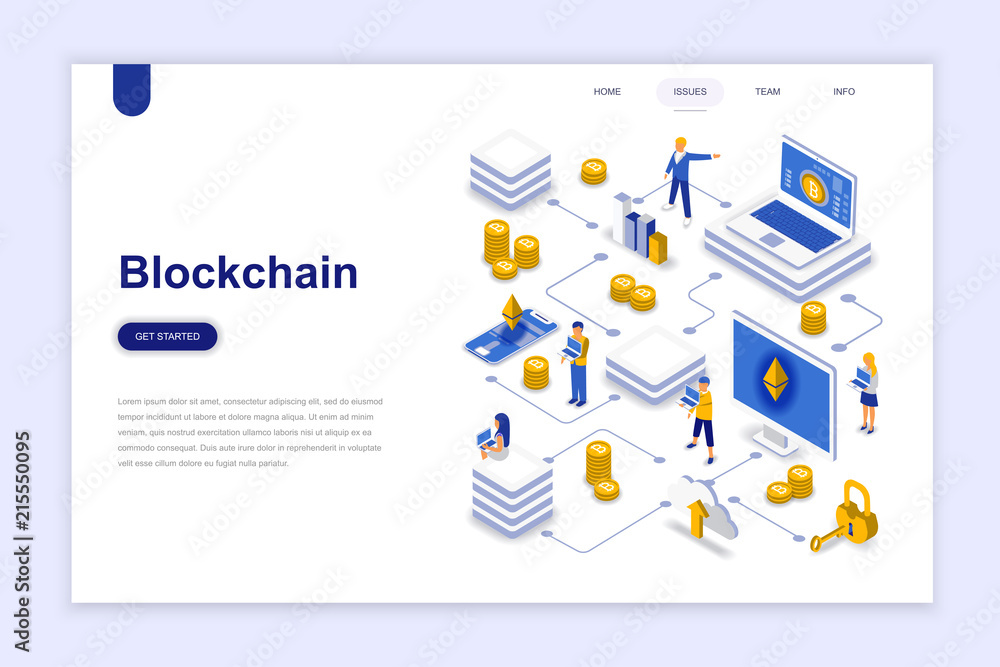 Blockchain modern flat design isometric concept. Cryptocurrency and ...