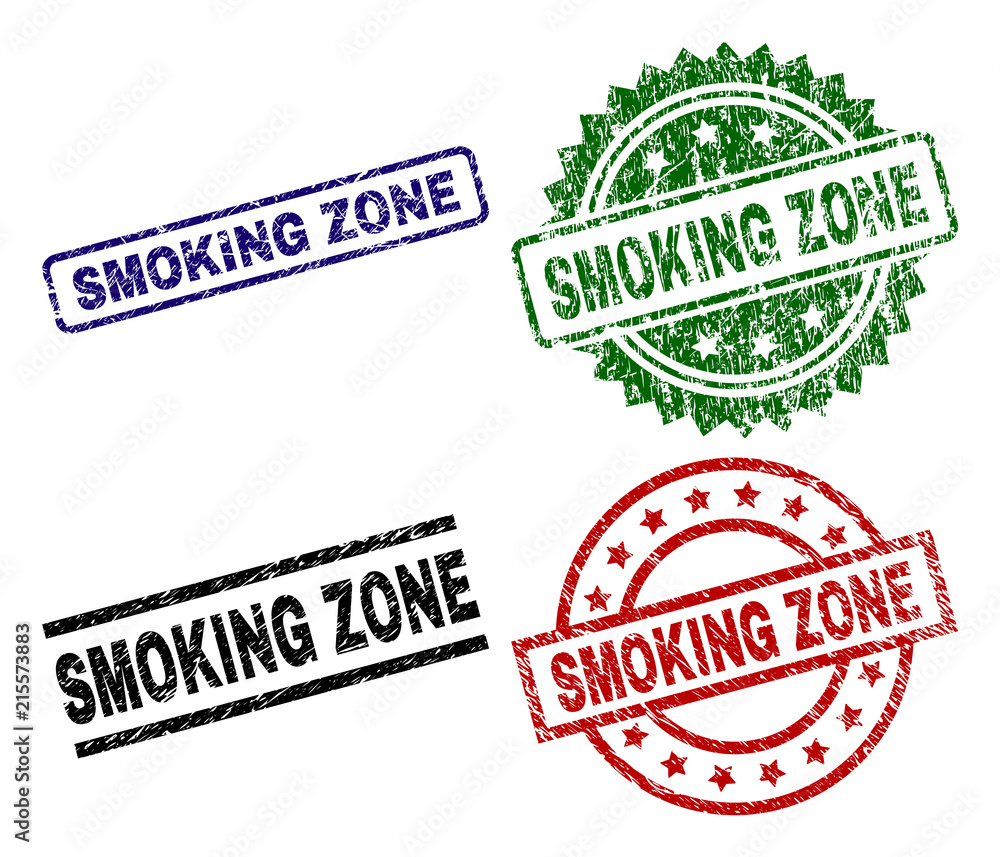 Vecteur Stock SMOKING ZONE seal prints with damaged texture. Black ...