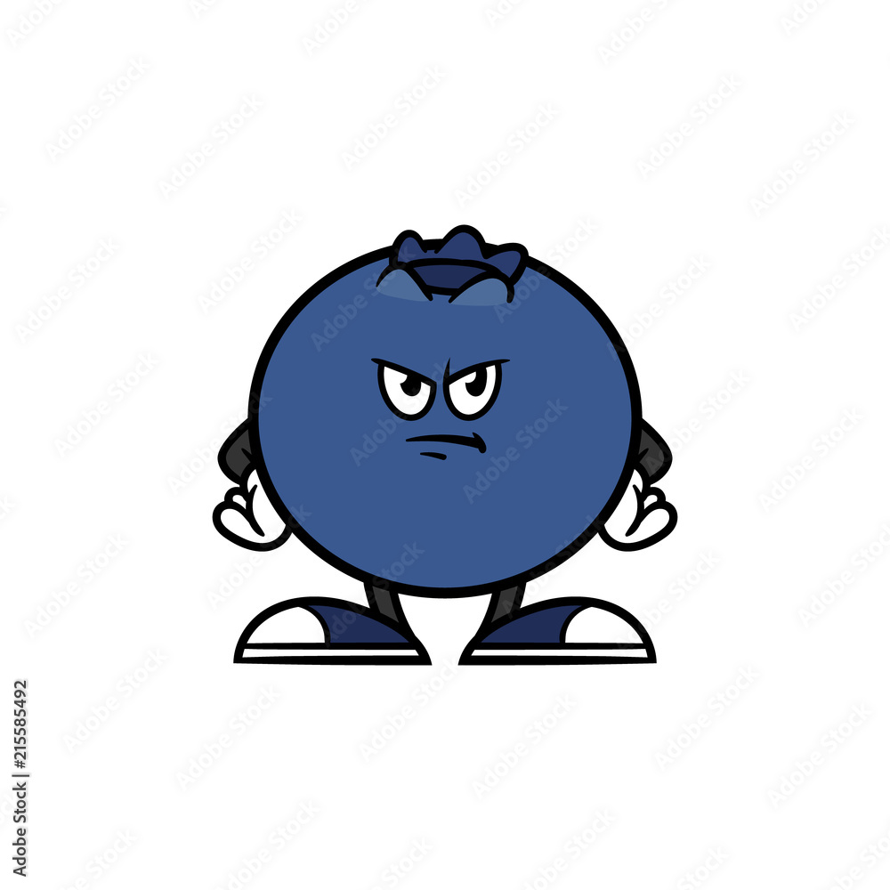 Cartoon Angry Blueberry Character Stock Vector | Adobe Stock