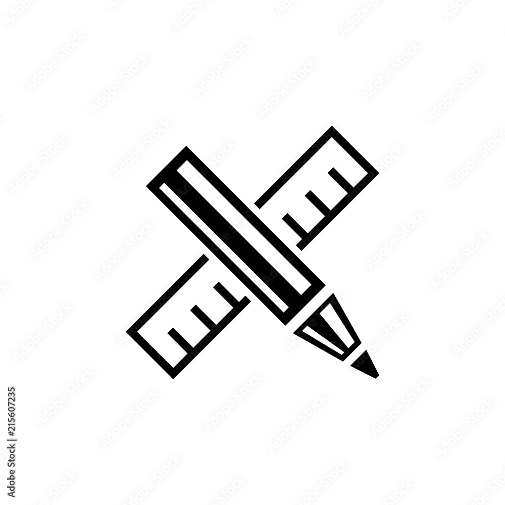 Design Drawing Tools. Flat Vector Icon illustration. Simple black ...