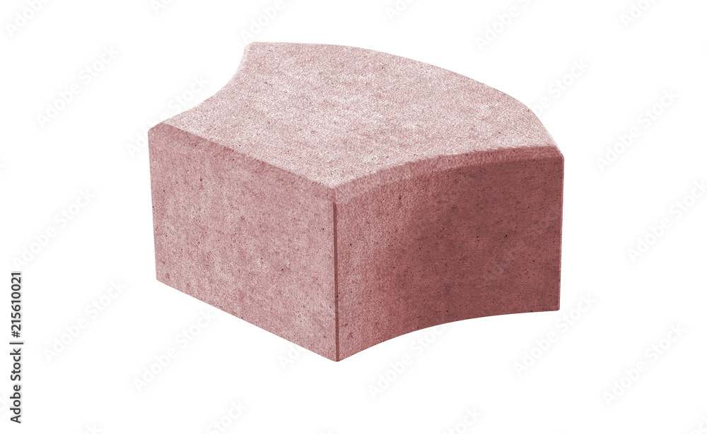 3D realistic render of red single lock paving brick. Isolated on white ...