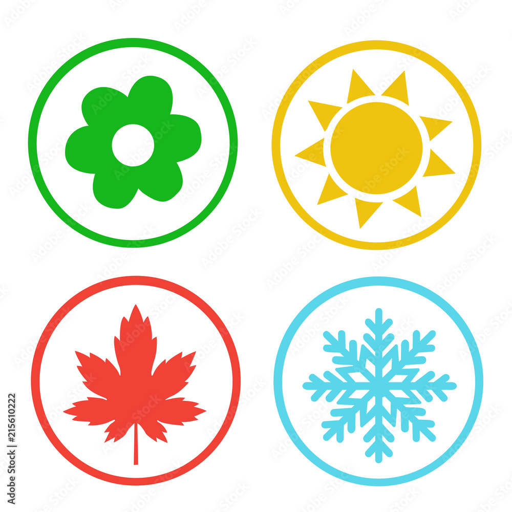 Vector Set of Seasons Icons. Winter, Spring, Summer, Autumn. Stock ...