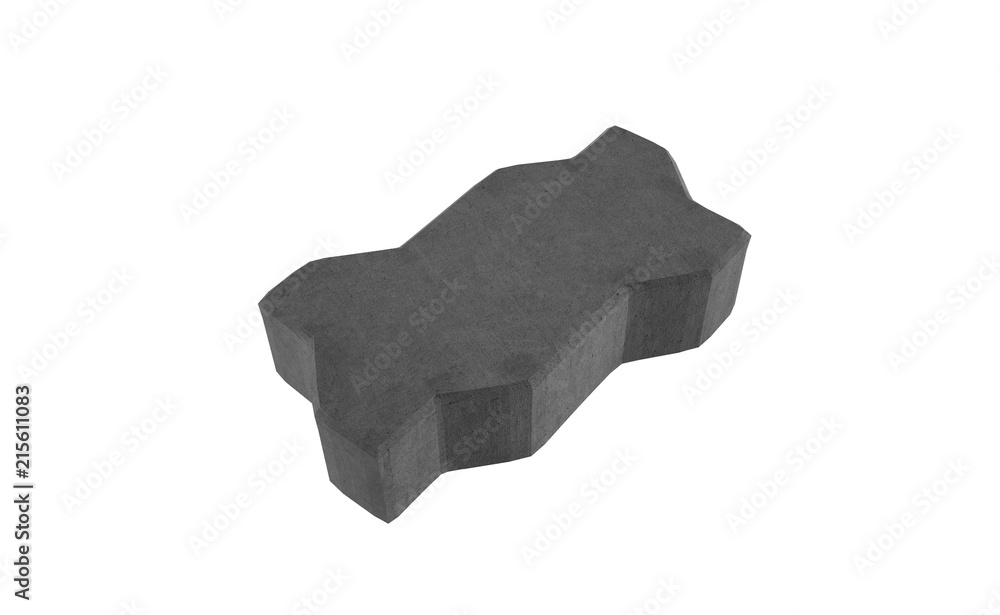 3D realistic render of black single lock paving brick. Isolated on ...