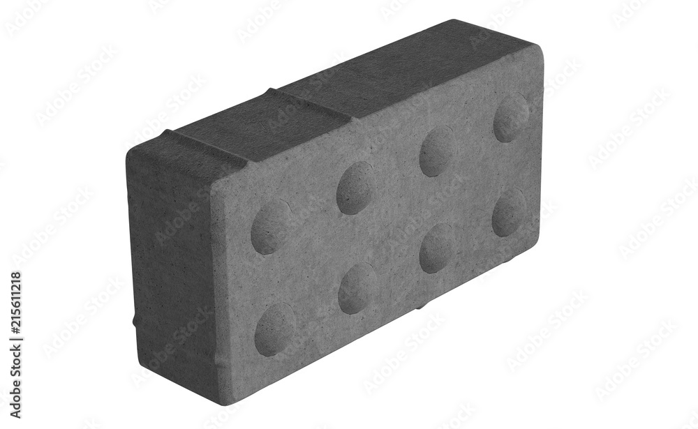 3D realistic render of black single lock paving brick. Isolated on ...