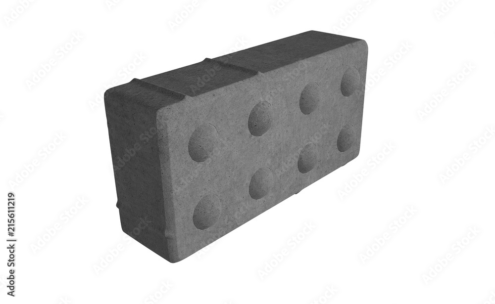 3D realistic render of black single lock paving brick. Isolated on ...