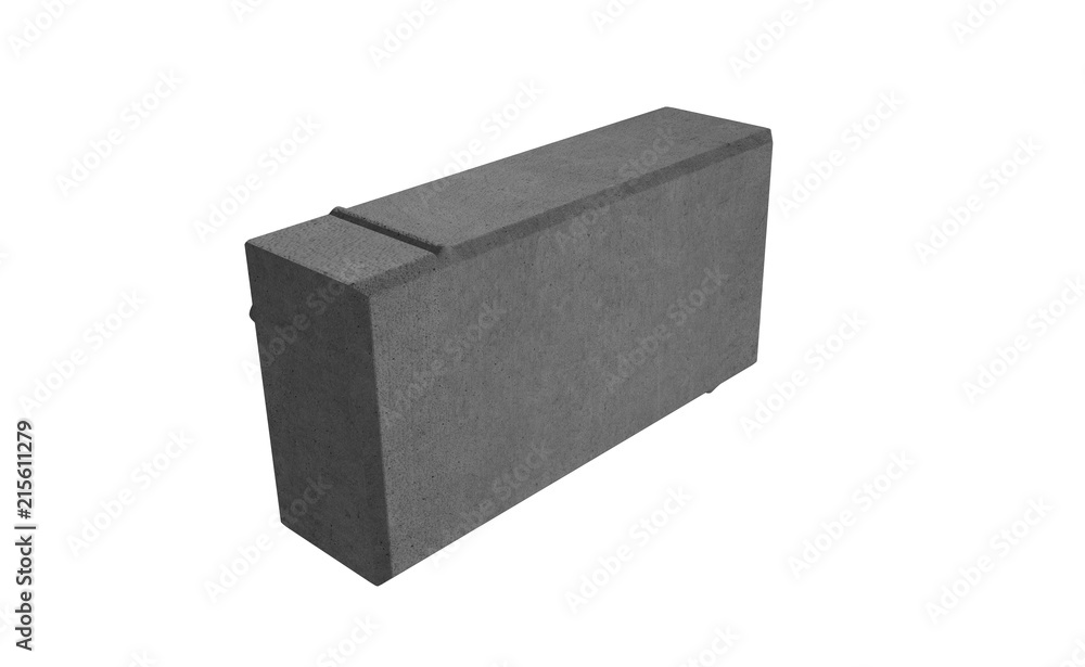 3D realistic render of black single lock paving brick. Isolated on ...