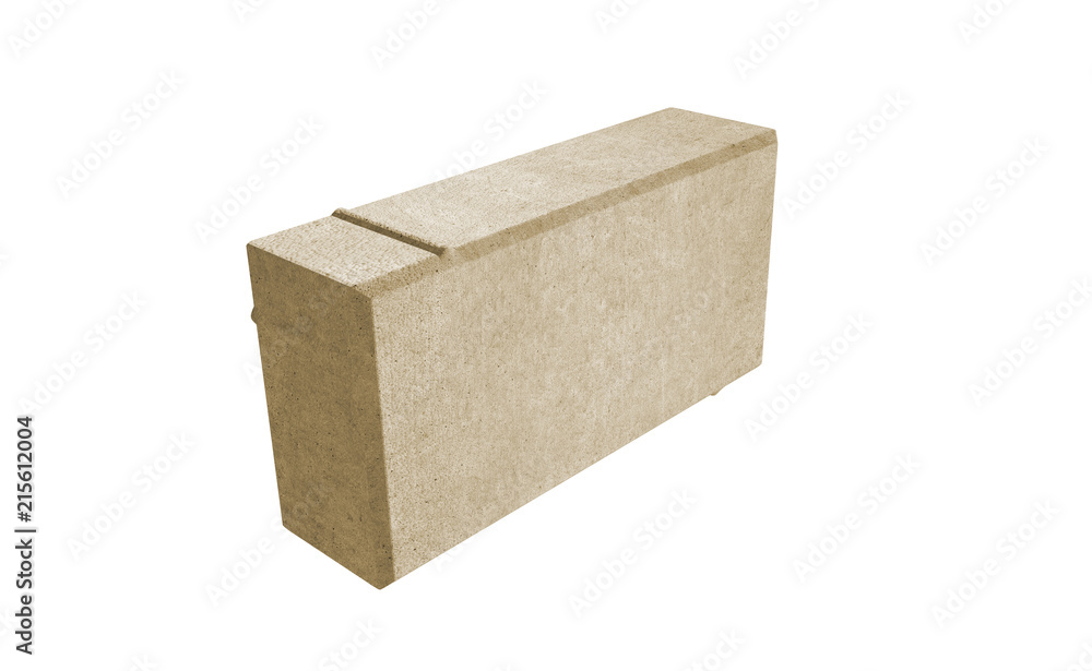 3D realistic render of yellow single lock paving stone. Isolated on ...