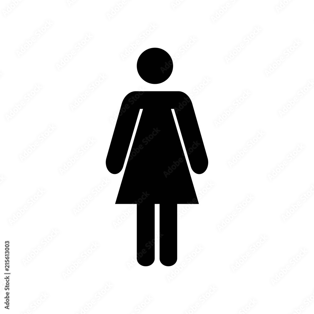 Woman standing silhouette black shape icon vector icon. Simple element ...