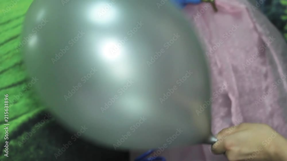 Working process of inflating a balloon with gas helium from a metal gas ...