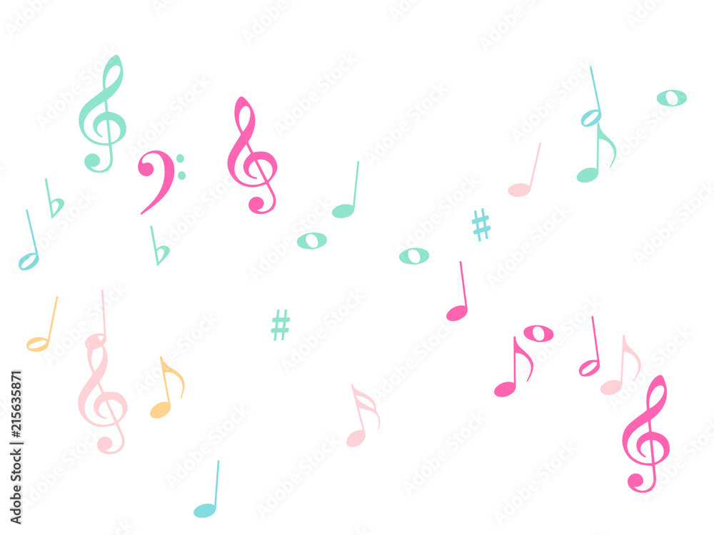 Music Notes Confetti Falling Chaos Vector. Music Symbols Texture Poster ...