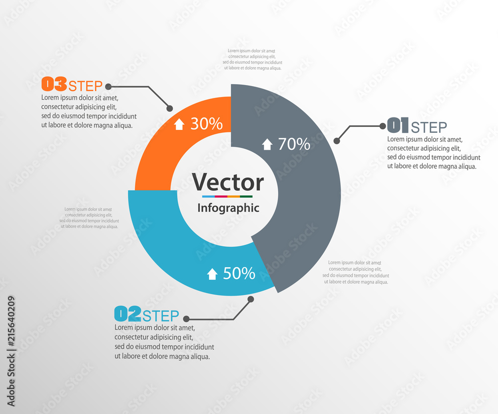 Infographic design template with modern design annual statistics graphs ...