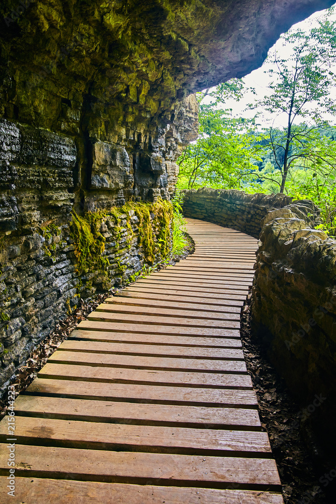 Wood Plank Steps Pathway in Rocks Mountain Cliff Stock Photo | Adobe Stock