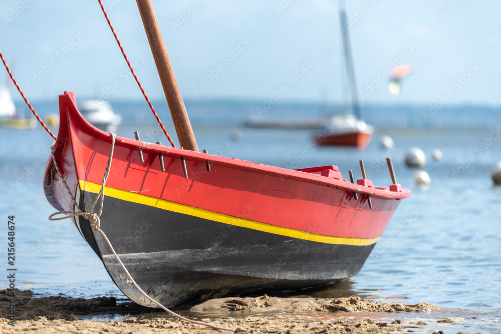 BASSIN D'ARCACHON (France), bateau traditionnel appelé Pinasse Stock ...