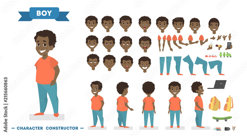 Boy character set for animation Stock Vector | Adobe Stock