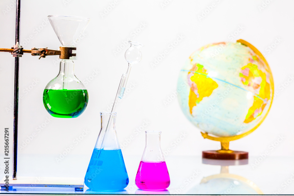 Lab experiments molecule structure with chemical experiment tube In the ...