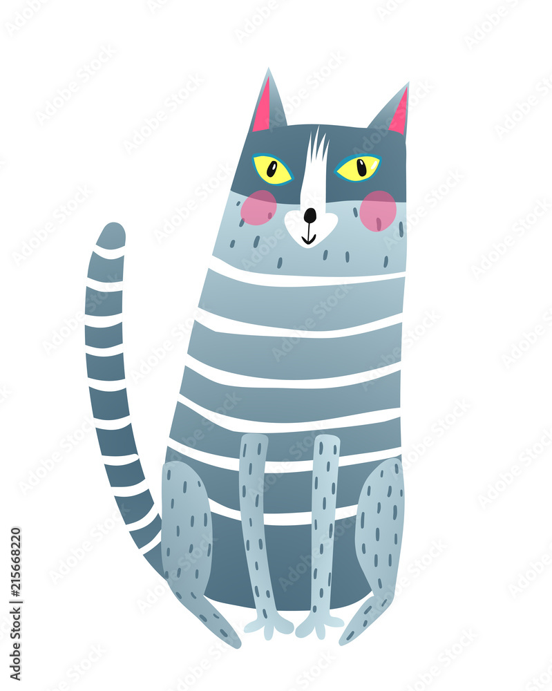 Cartoon clip art cat looking at you. Vector illustration. Stock Vector ...