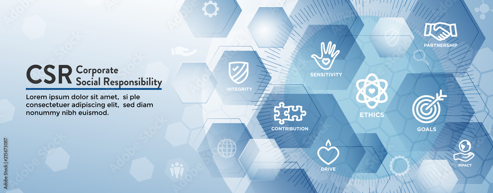CSR-Social Responsibility Web Banner Icon Set and Web Header Banner w ...