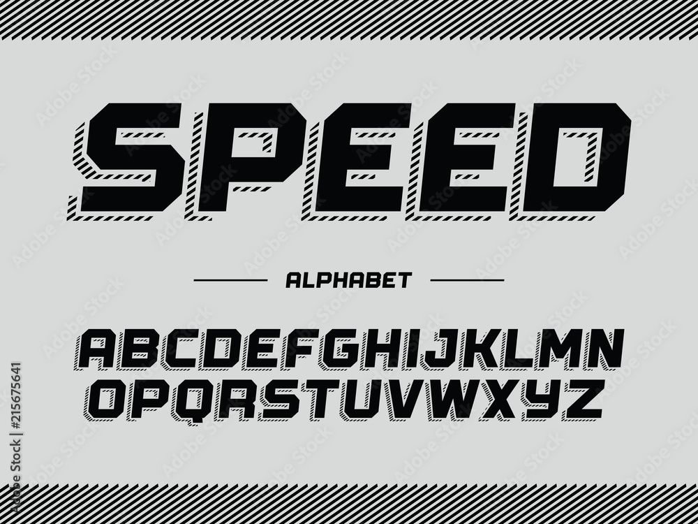 Modern professional vector alphabet with latin letters. Speed typeface ...