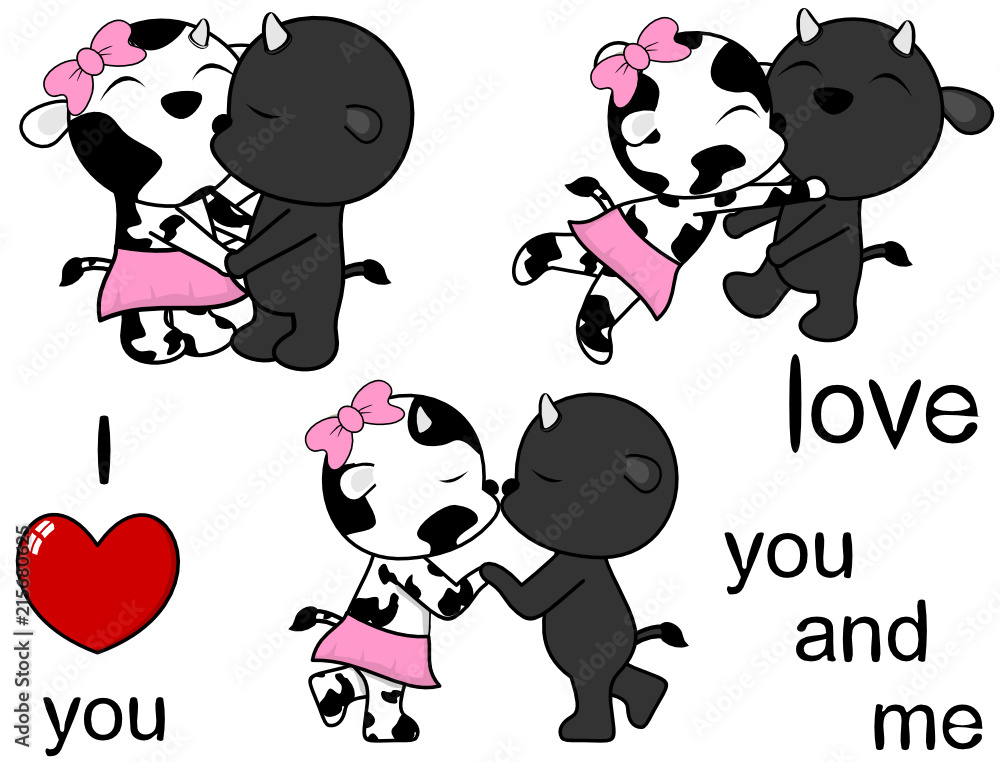 Cartoon Cows In Love
