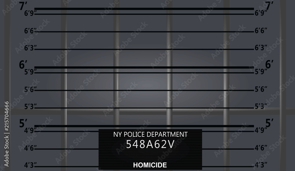 Mugshot wall in front of prison bars . vector illustration Stock Vector ...