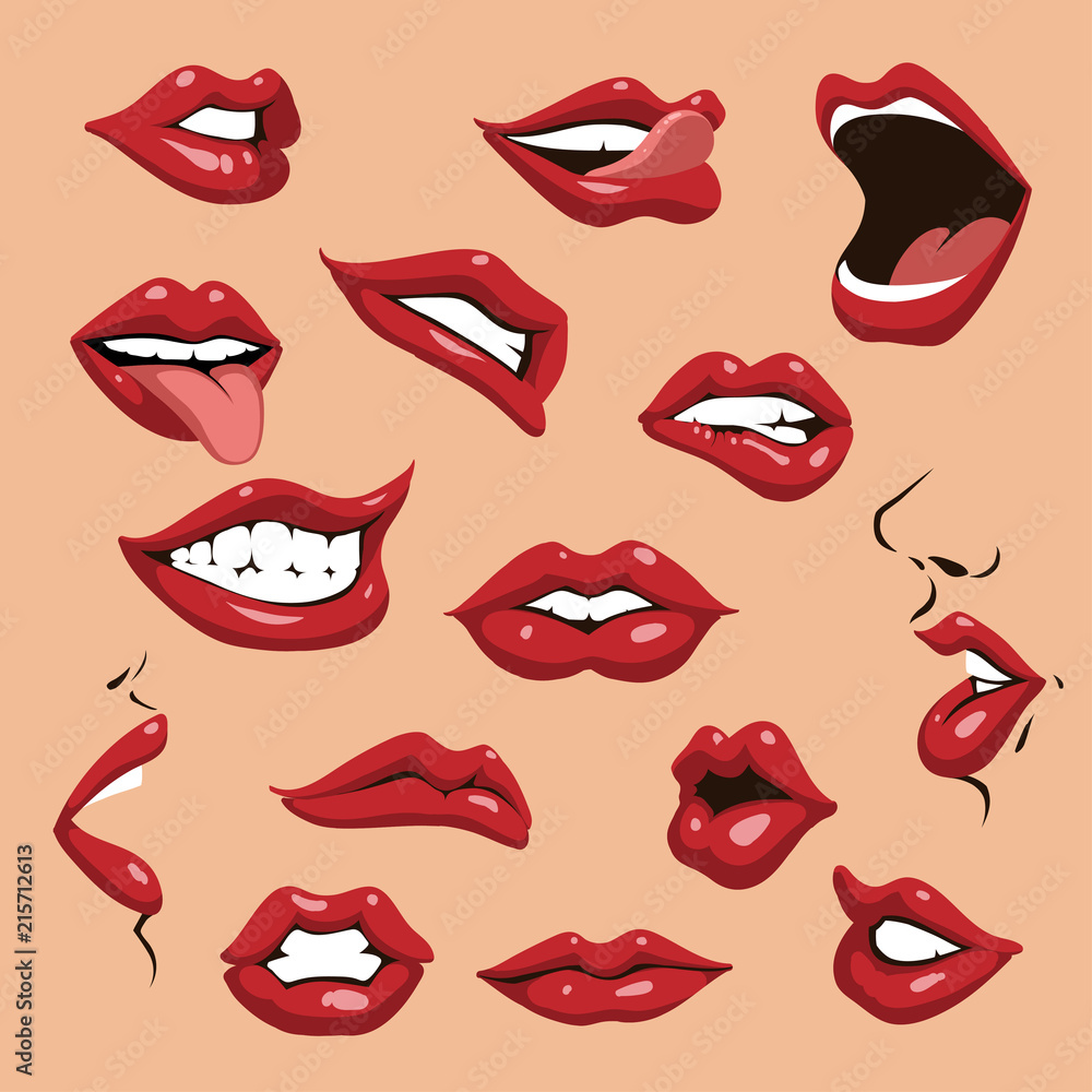 cartoon lips set Stock Vector | Adobe Stock
