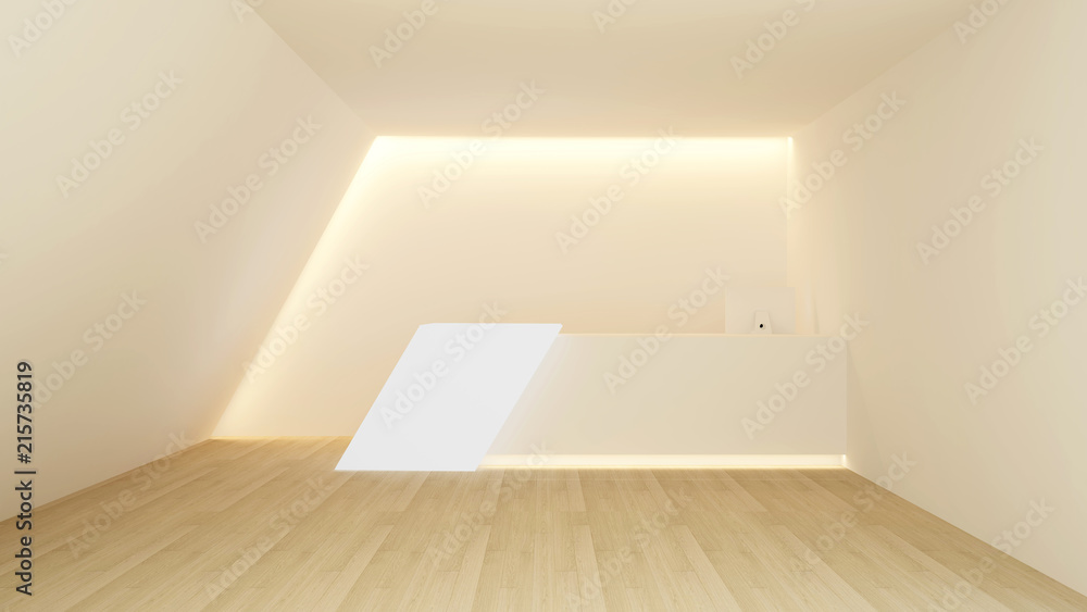 Information counter or Reception counter and empty wall for add signage ...