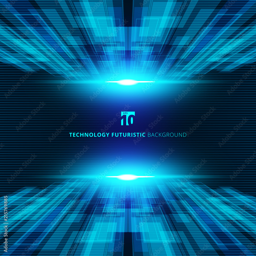Abstract blue virtual technology concept futuristic digital perspective ...