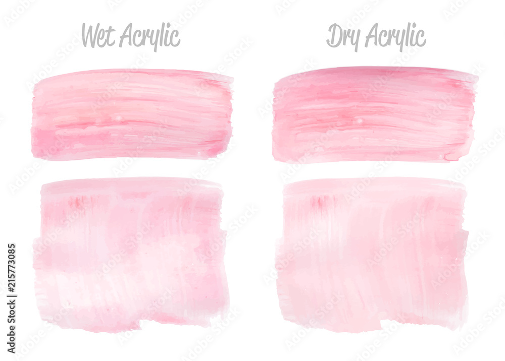 Vector pink paint smear stroke stain set. Abstract pink glittering ...
