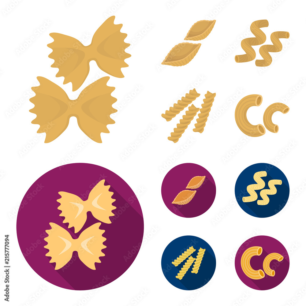 Different types of pasta. Types of pasta set collection icons in ...