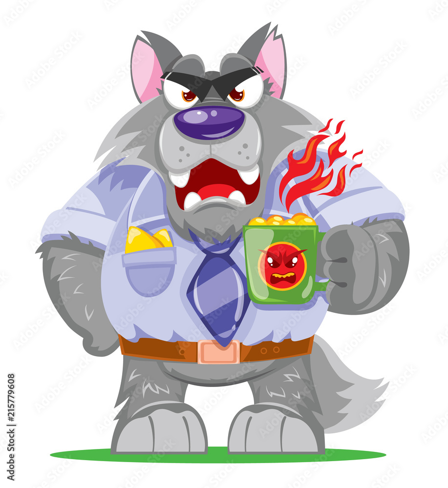 Vetor de Angry chief. The dissatisfied boss a wolf costs in a spiteful ...