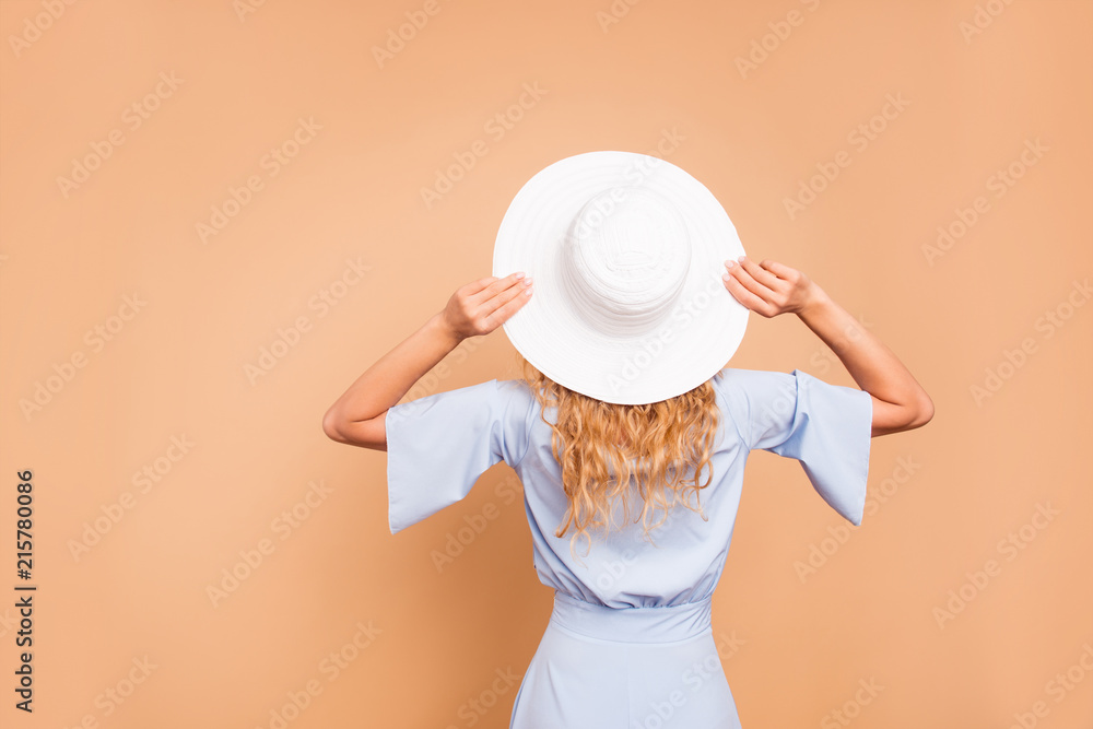 Faceless person people accessories concept. Rear behind view studio ...