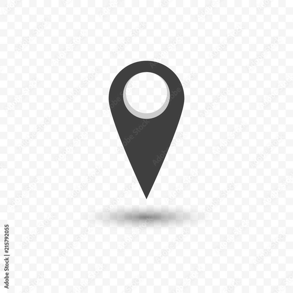 Icon of geolocation with a transparent shadow. Vector illustration on a ...
