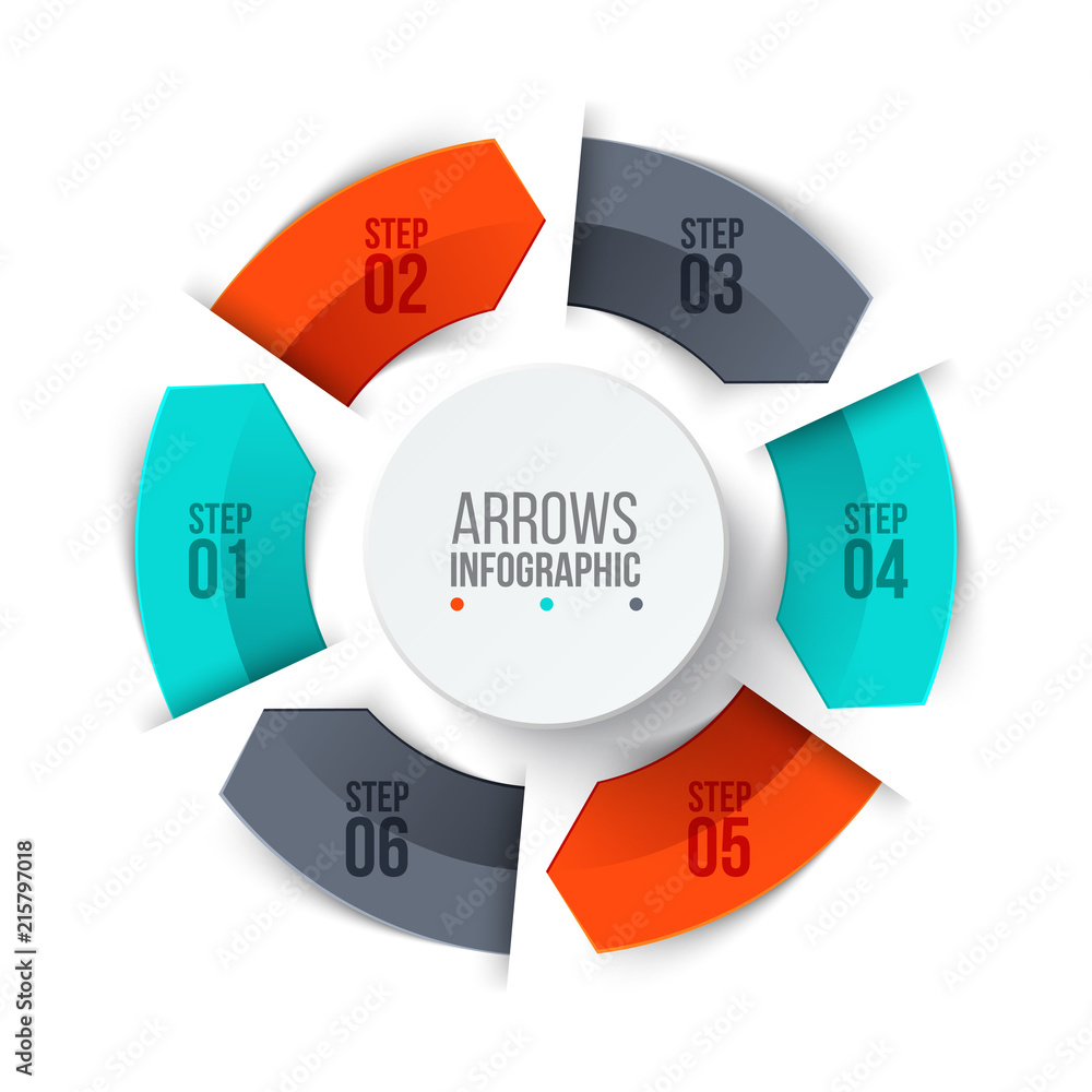Cycle business arrows elements. Business process infographics with 6 ...
