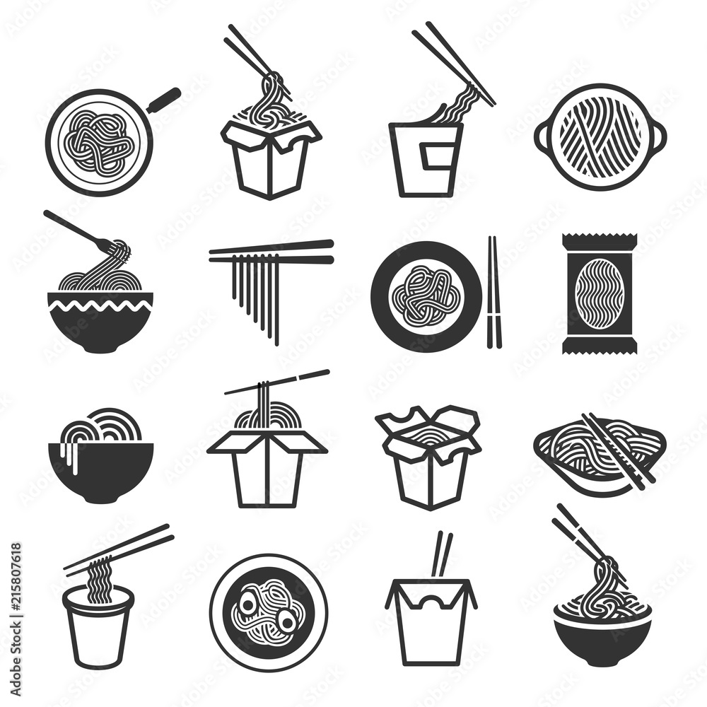 Instant noodles icon set Stock Vector | Adobe Stock