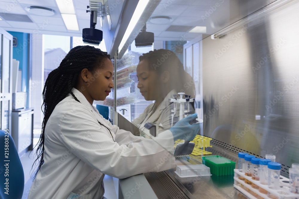 Scientist doing experiment in lab Stock Photo | Adobe Stock