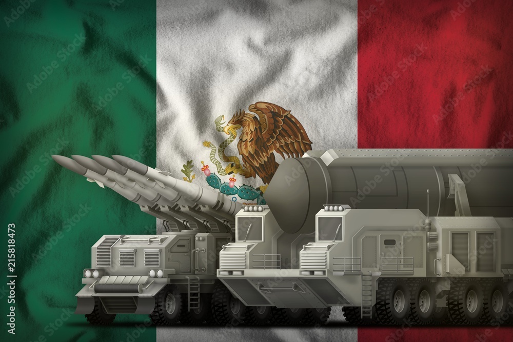 Mexico rocket troops concept on the national flag background. 3d ...