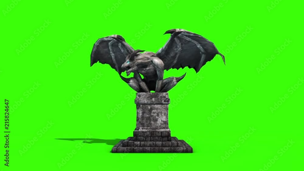 Furious Gargoyles Animated Statue Green Screen 3D Rendering Animation ...