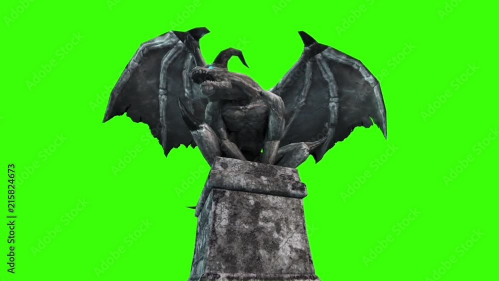 Angry Gargoyles Animated Statue Green Screen 3D Rendering Animation ...