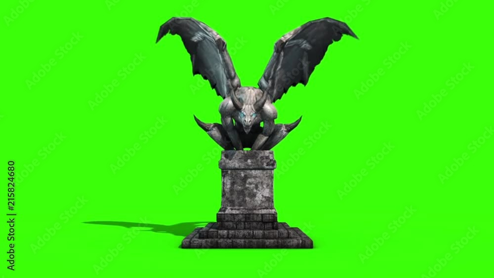 Gargoyles Animated Statue Front Green Screen 3D Rendering Animation 素材庫 ...