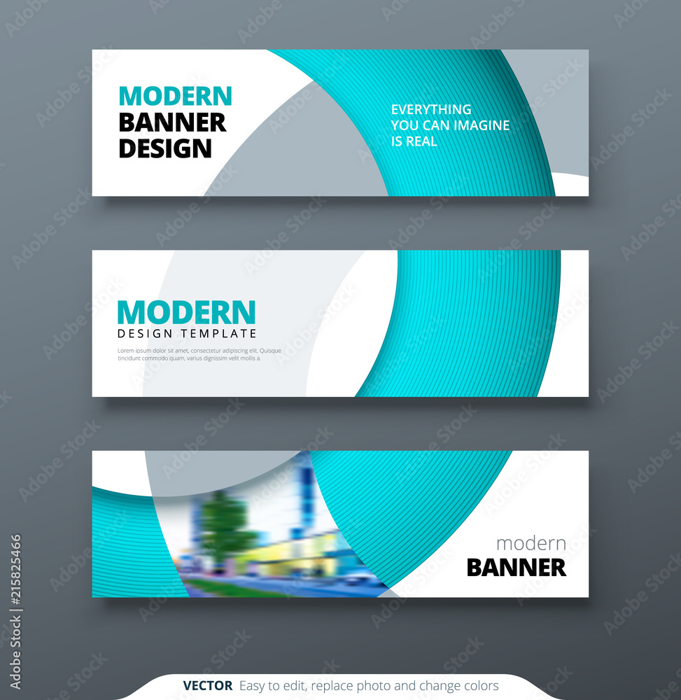 Horizontal web banner templtes with circles and shapes for a photo ...